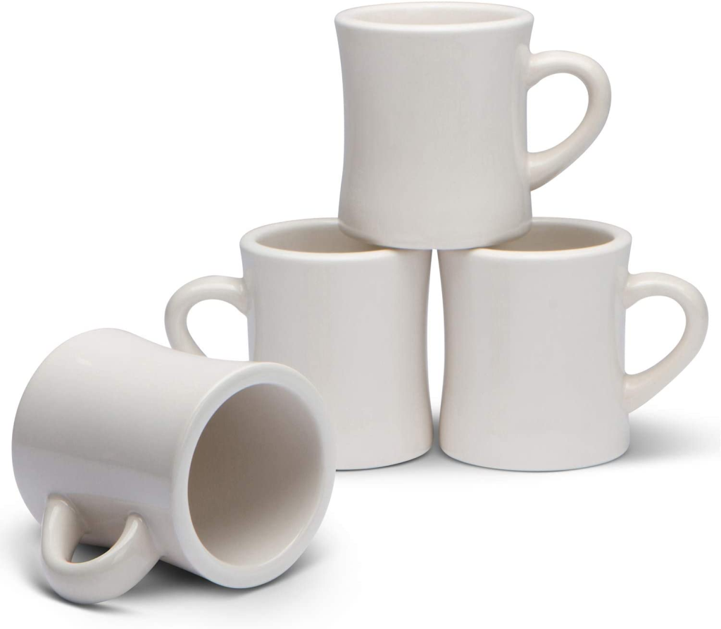 Heavy-duty white ceramic mugs