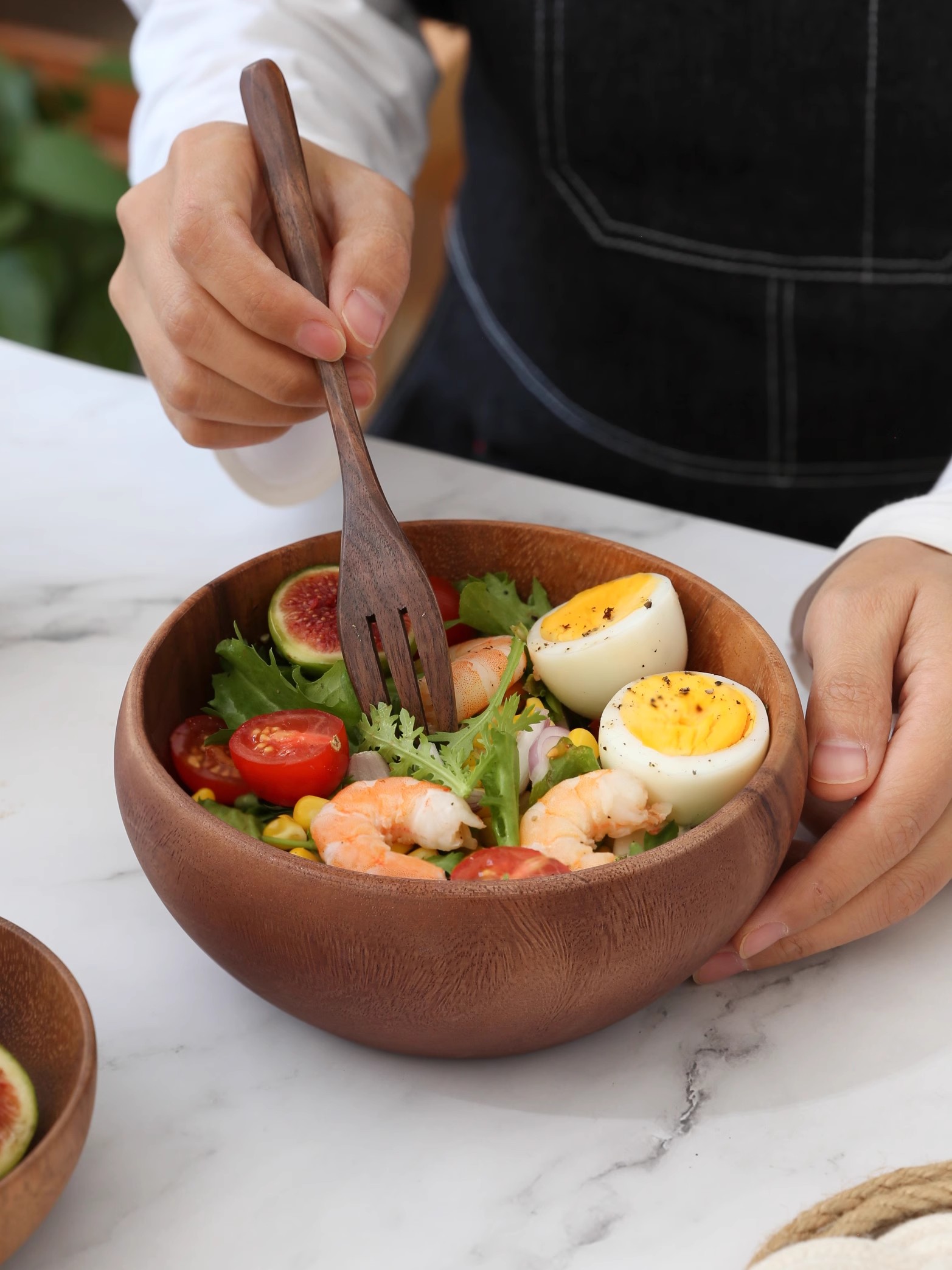 Modern Acacia Wood Salad Bowl Set Factory for Party Use